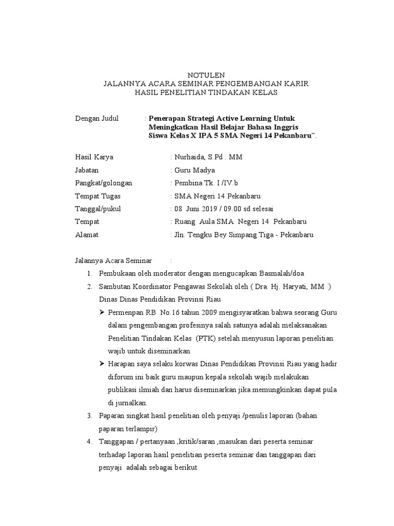 Notulen Seminar | PDF