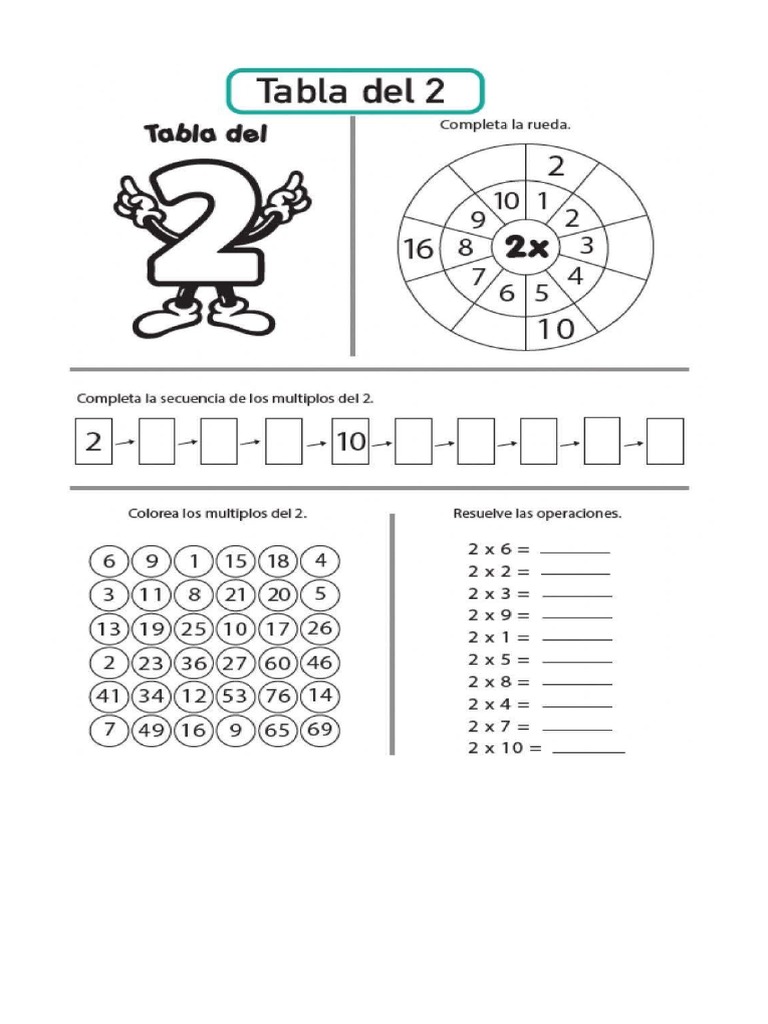 Refuerzo Tabla Del 2 | PDF