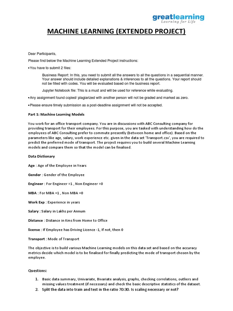 Machine Learning Extended Project | PDF | Regression Analysis | Statistics