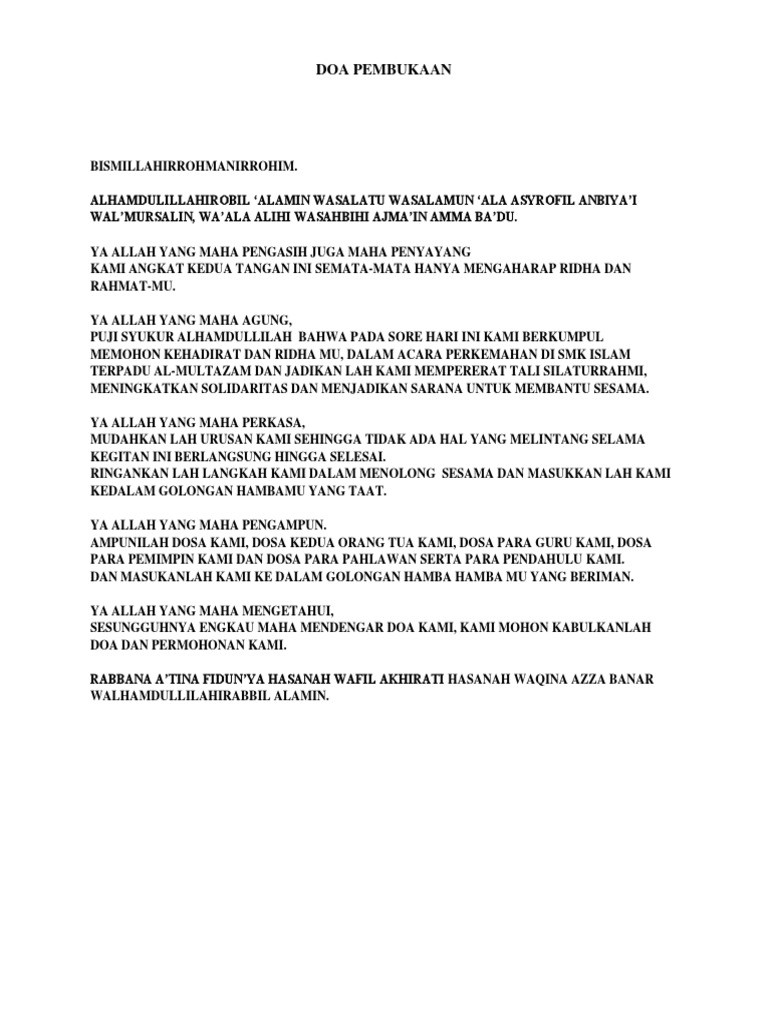 Doa Pembukaan Ppta | PDF