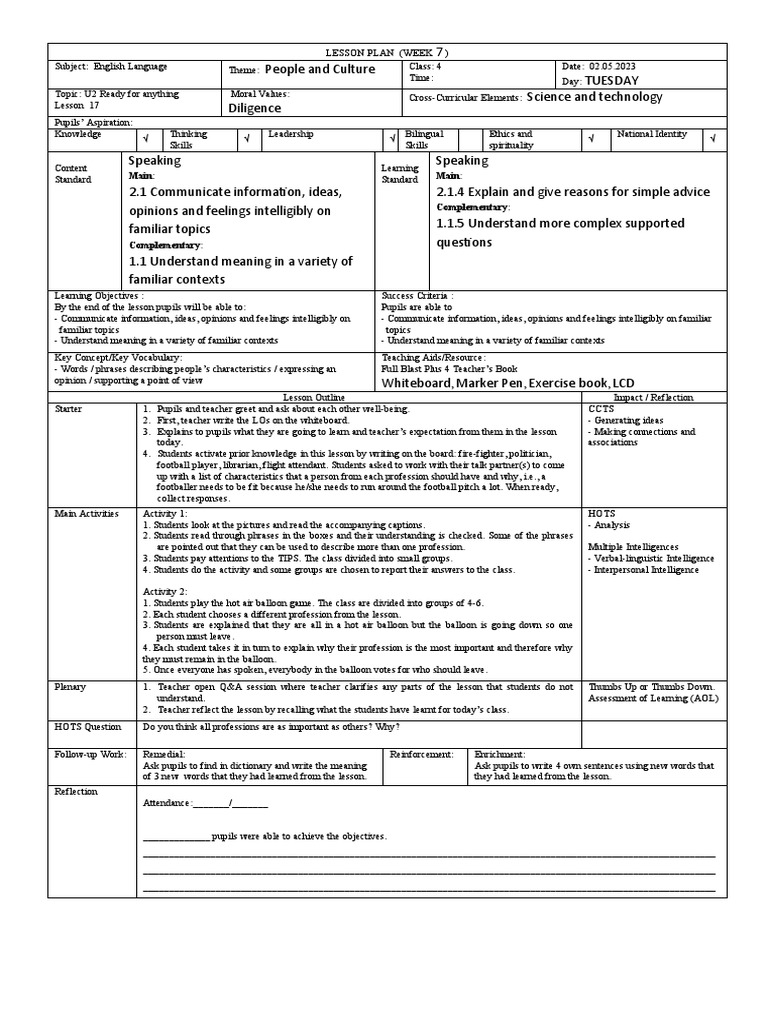 U2 F4 Ready For Anything L17 | PDF | Teachers | Information