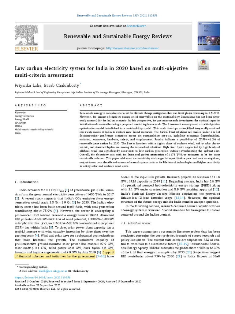(2021) Low Carbon Elec System in 2030 - Multi-Obj, Multi-Criteria ... (2021) Low Carbon Elec System in 2030 - Multi-Obj, Multi-Criteria ...