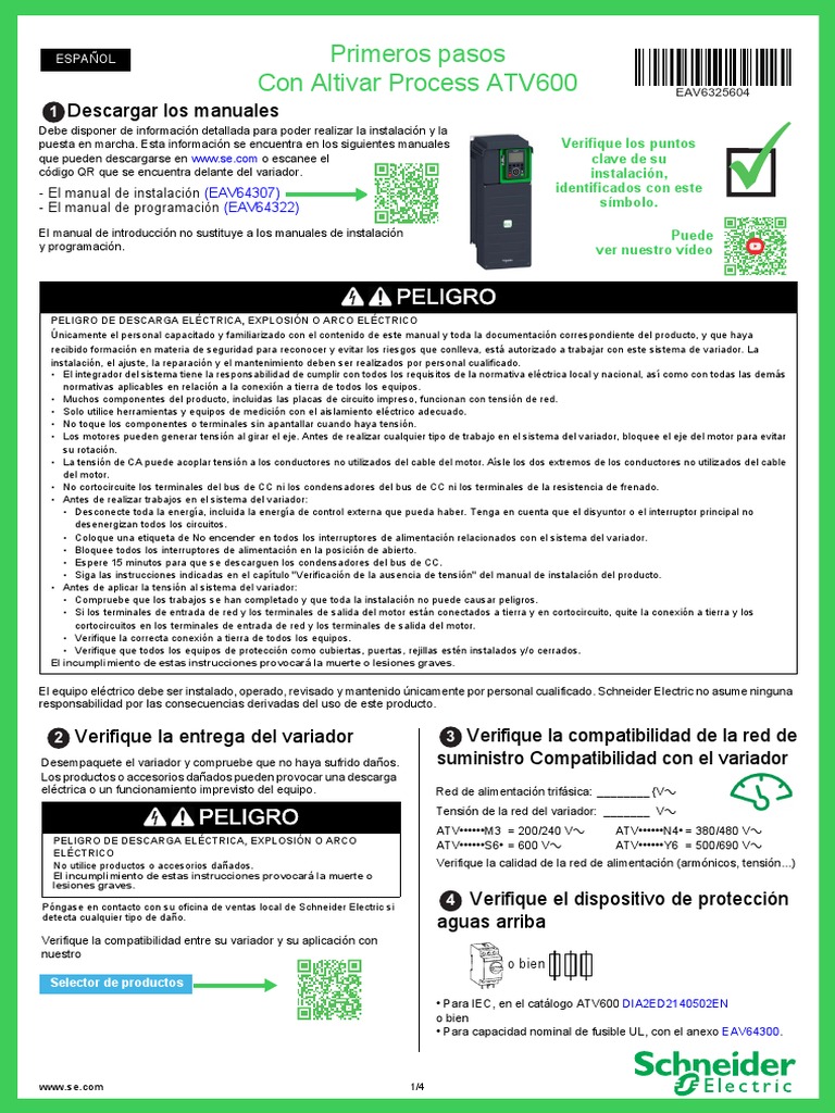 Instalación del Variador ATV600 | PDF | Ingenieria Eléctrica ...