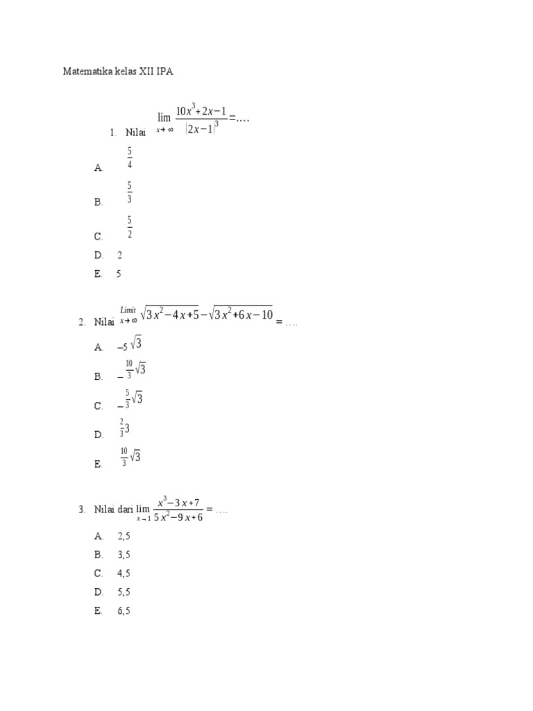 Soal Matematika Xii Ipa | PDF | Metode & Bahan Ajar