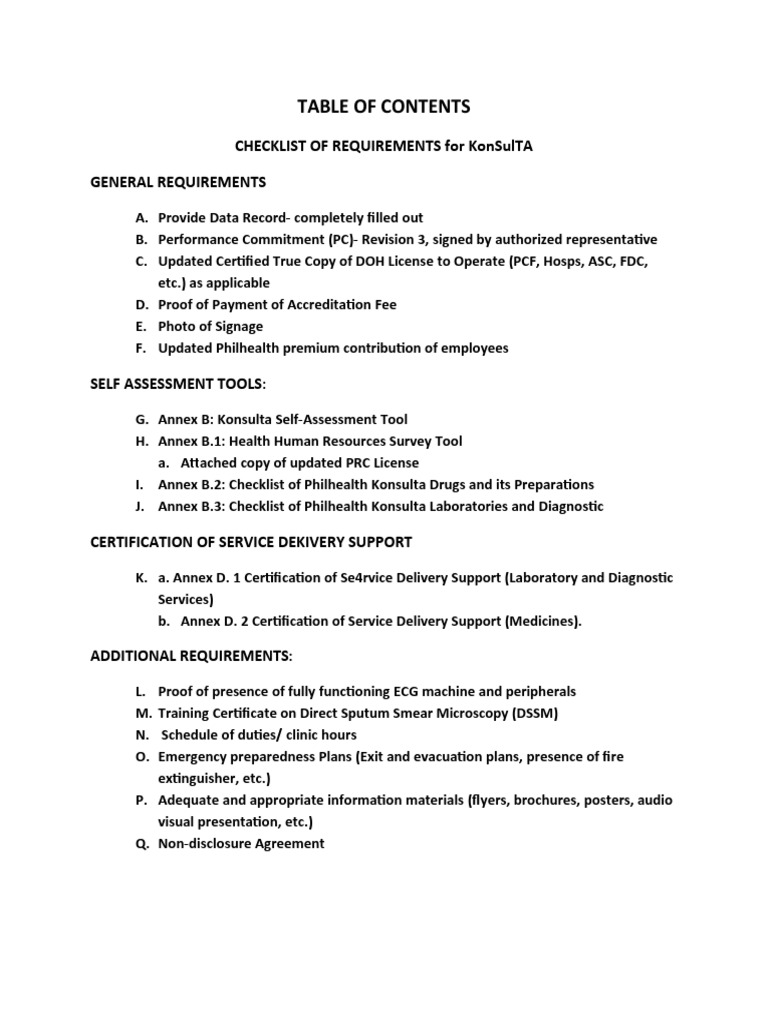 TABLE OF CONTENTS Philhealth Konsulta | PDF