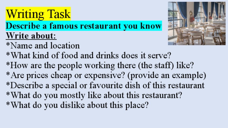 Writing Task Restaurant | PDF | Career & Growth | Sports & Recreation