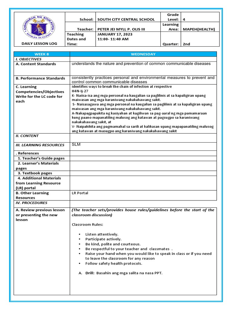 COT DLL Mapeh4 2qw8 Health | PDF