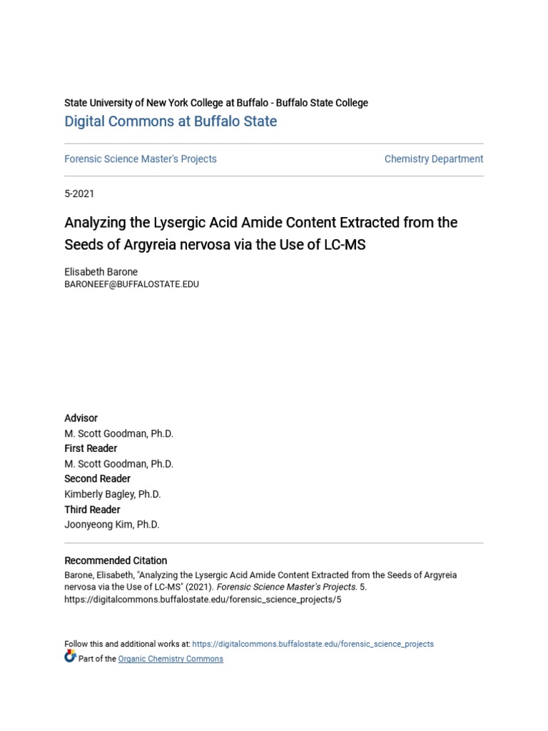 Analyzing The Lysergic Acid Amide Content Extracted From The Seed | PDF ...