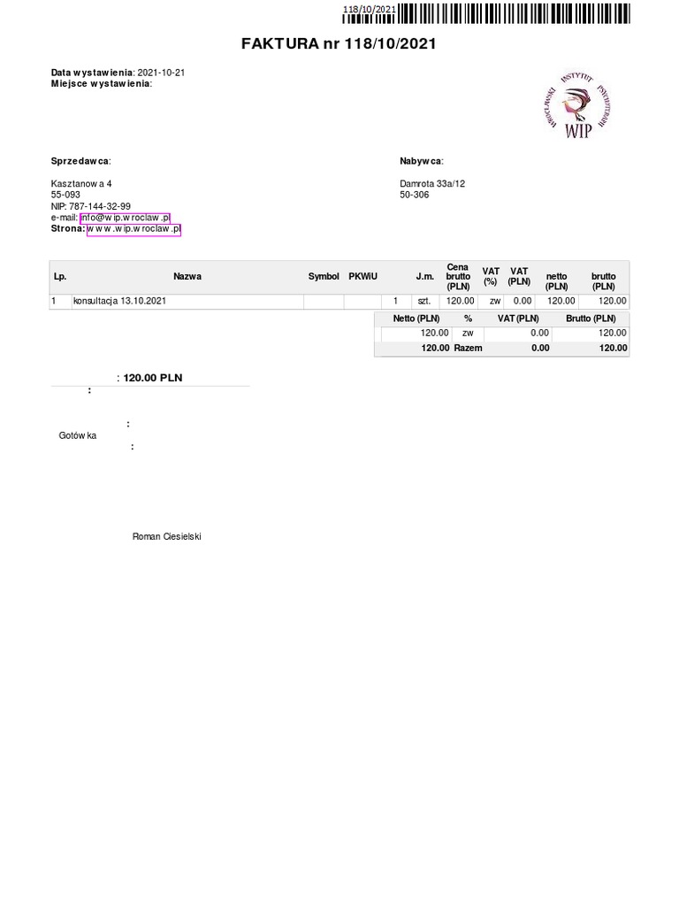 Faktura 118-10-2021 | PDF