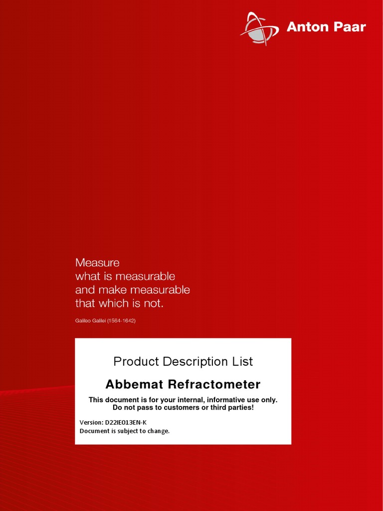 Abbemat Refractometer Product Overview | PDF | Physical Sciences
