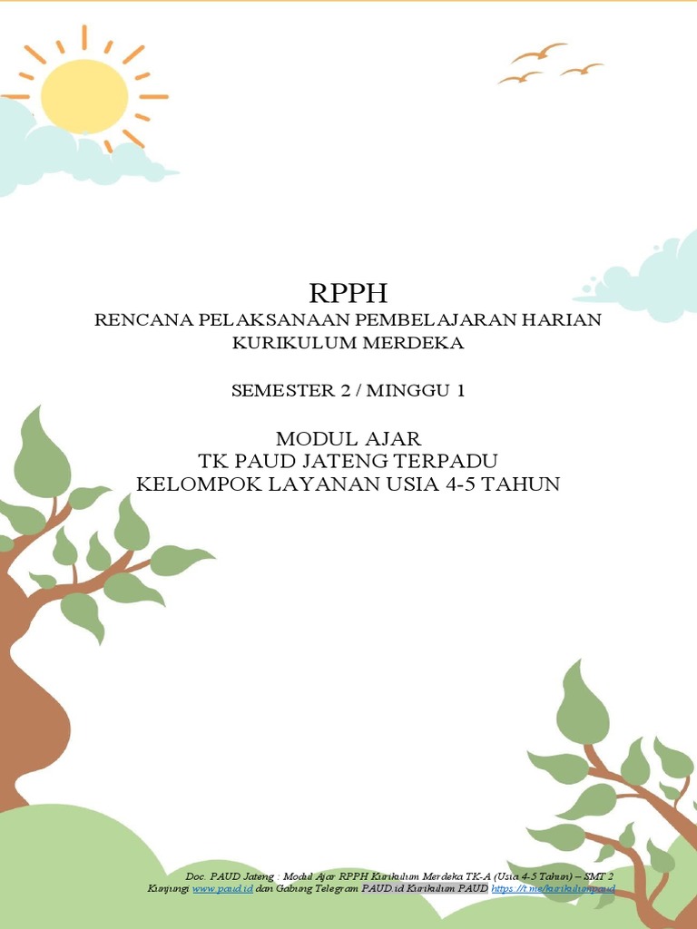 RPPH Kurikulum Merdeka TK-A Semester 2 | PDF