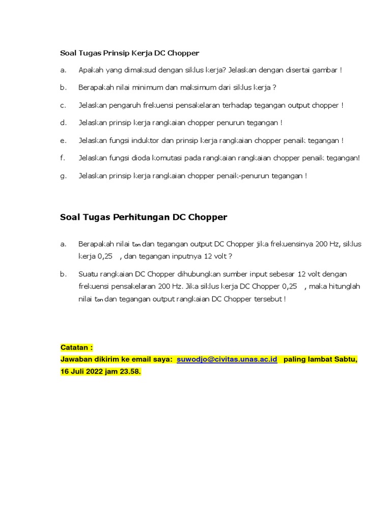 Soal TUGAS DC Chopper | PDF | Teknologi & Rekayasa