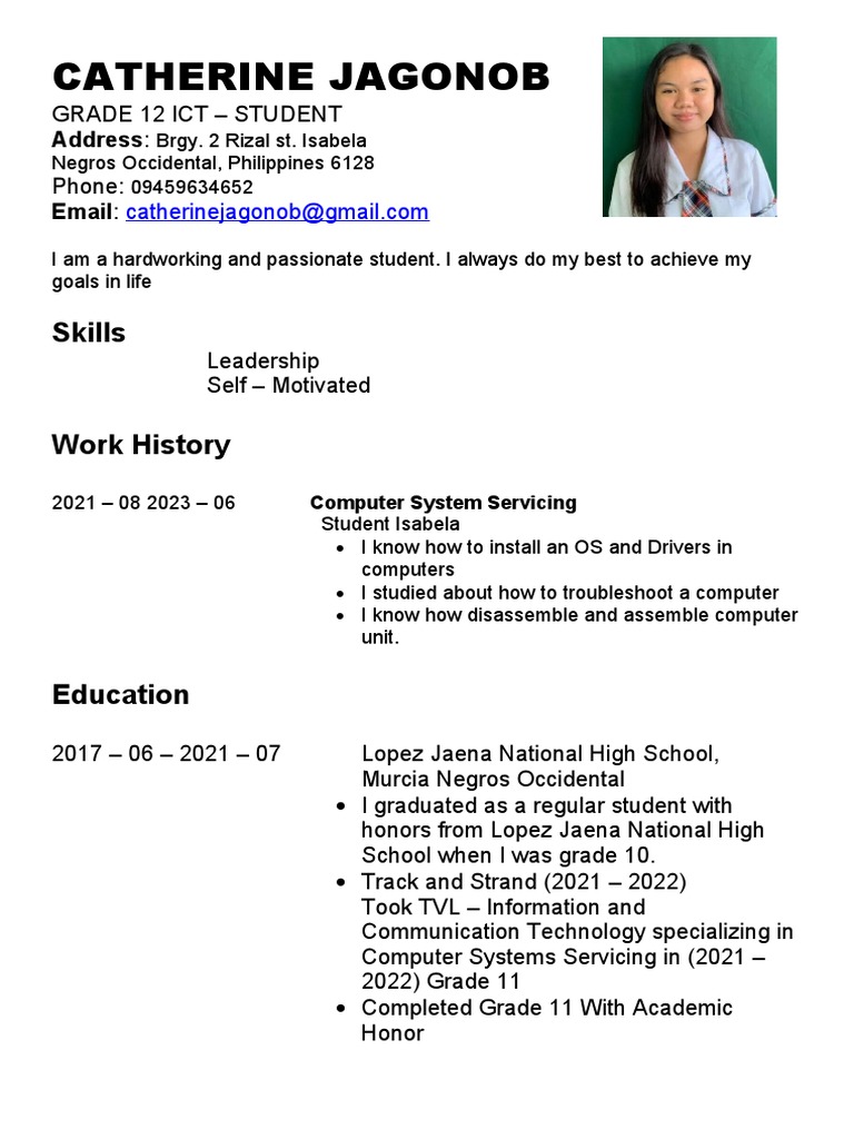 CATHERINE JAGONOB resume | PDF