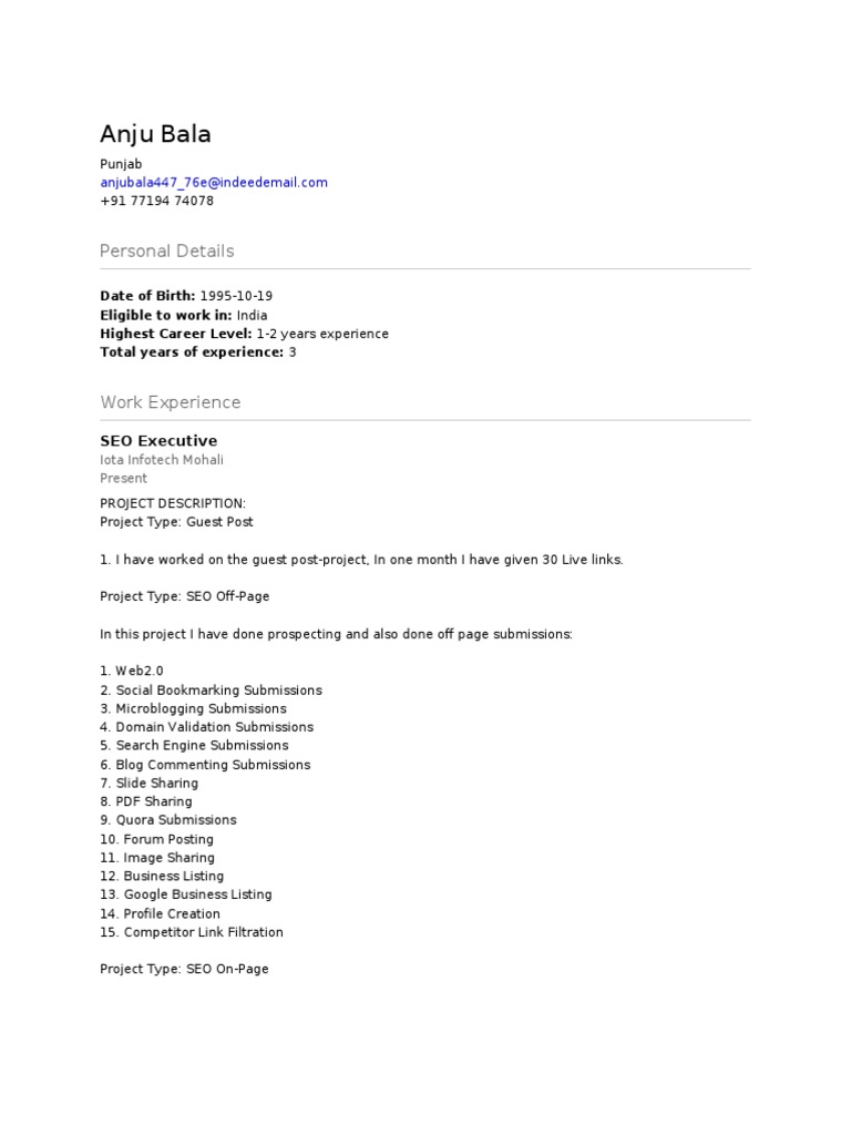 Resume Anju Bala | PDF