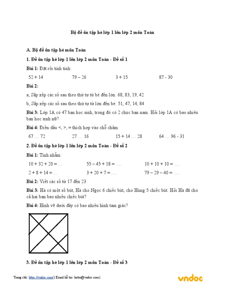 Bo de On Tap He Lop 1 Len Lop 2 Mon Toan Tieng Viet So 1 | PDF