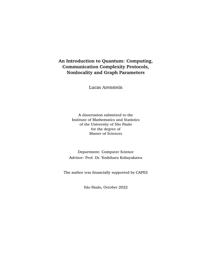 Arenstein MSC Thesis | PDF | Quantum Computing | Computational ...