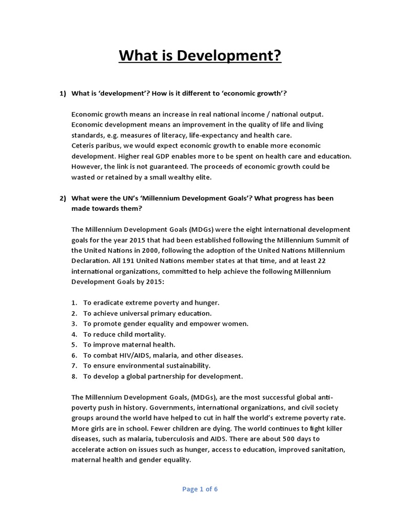 What Is Development? NEW | PDF | Millennium Development Goals ...