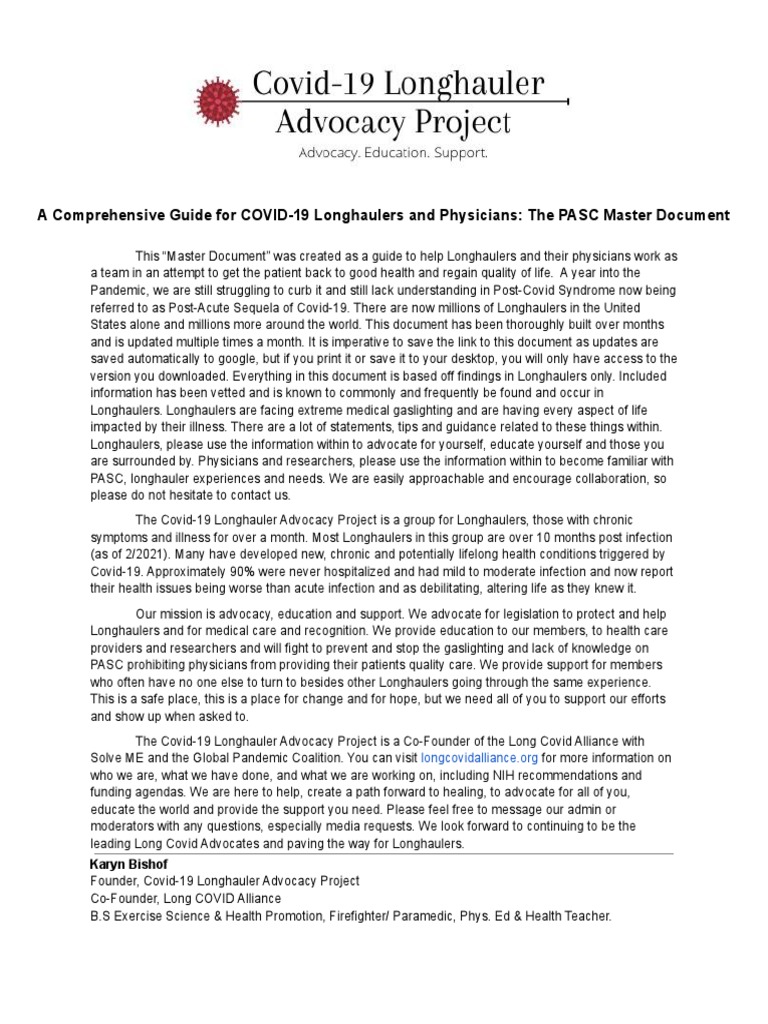 A Comprehensive Guide For COVID-19 Longhaulers and Physicians - The ... A Comprehensive Guide For COVID-19 Longhaulers and Physicians - The ...