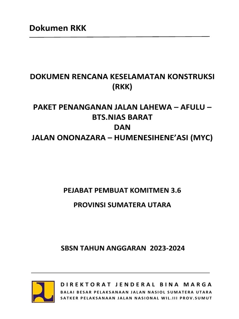 RKK Paket Penanganan Jalan LahewaAfuluBts - Nias Barat Dan Jalan OnonazaraHumenesiheneasi ...