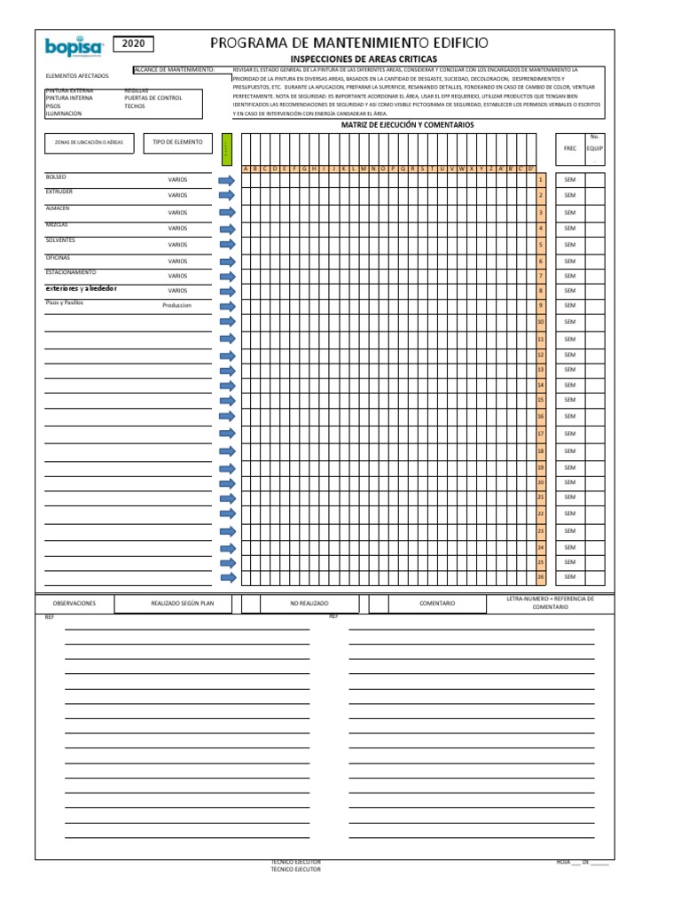 Formatos de Mantenimiento de Edificios Planta GDL | PDF | Bienes manufacturados