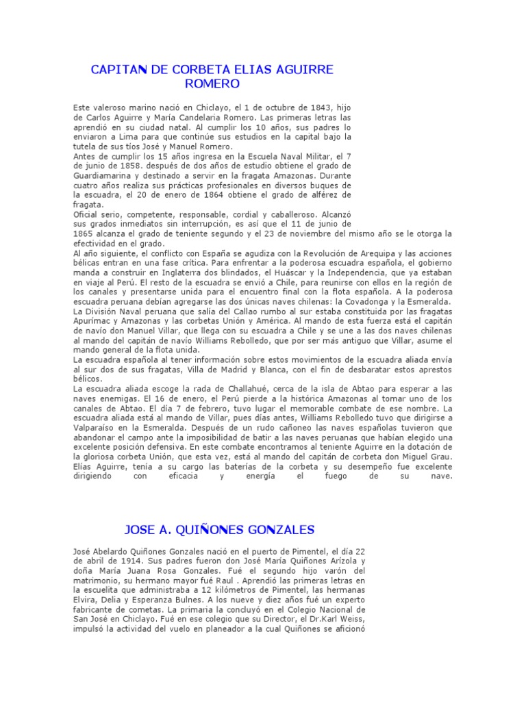 Capitan de Corbeta Elias Aguirre Romero | PDF | Militar