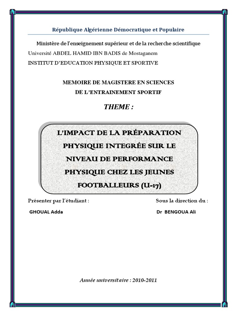 Impact de la Préparation Physique Intégrée | PDF | Physique | Des sports