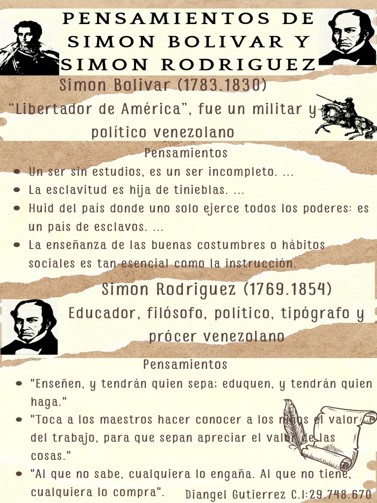 Pensamientos de Simon Bolivar y Simon Rodriguez Diangel Gutierrez | PDF | Ciencias sociales