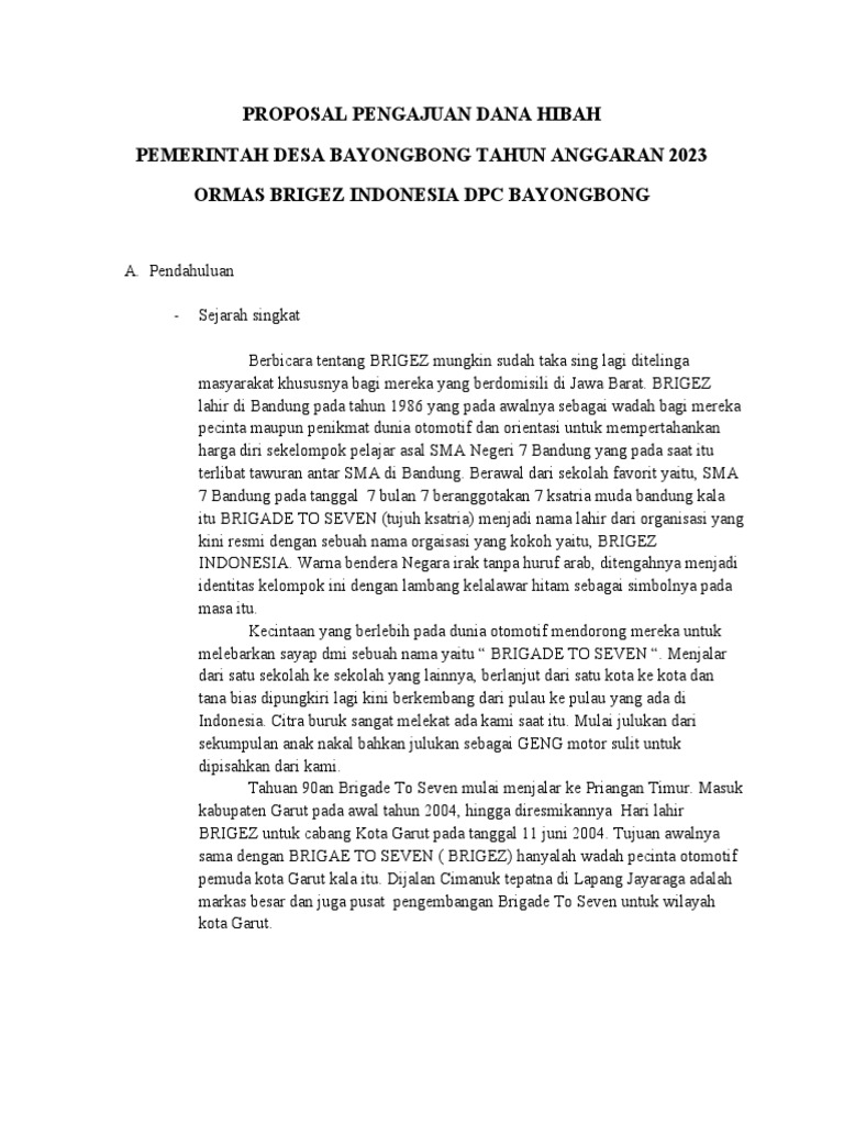Proposal Pengajuan Dana Hibah | PDF