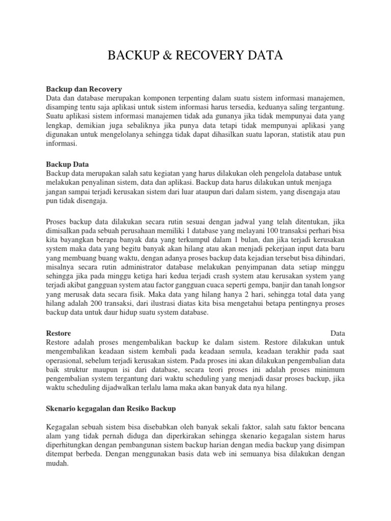 Backup & Recovery | PDF