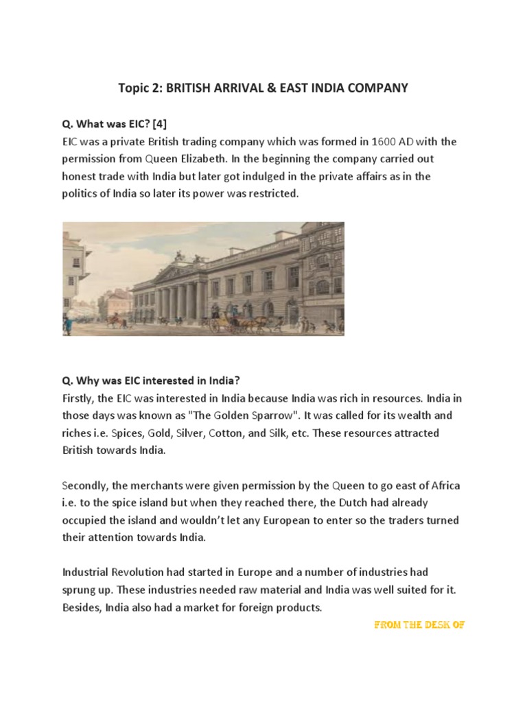 Arrival of The British and East India Company | PDF | East India ...