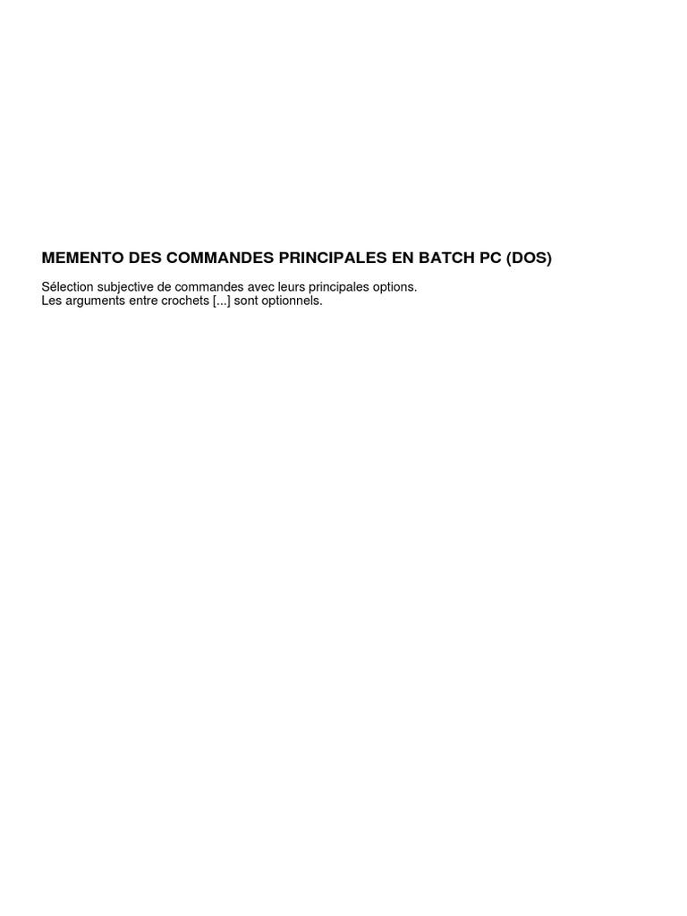 Memento Commandes DOS PC 2 | PDF | Fichier informatique | Répertoire (informatique)