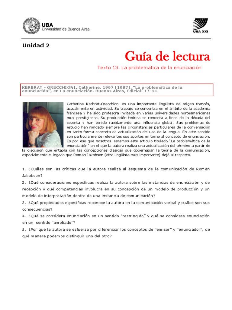 Guía Texto 13. Kerbrat-Orecchioni | PDF