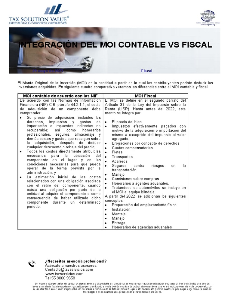 Moi Contable Vs Fiscal | PDF | Impuestos | Contabilidad