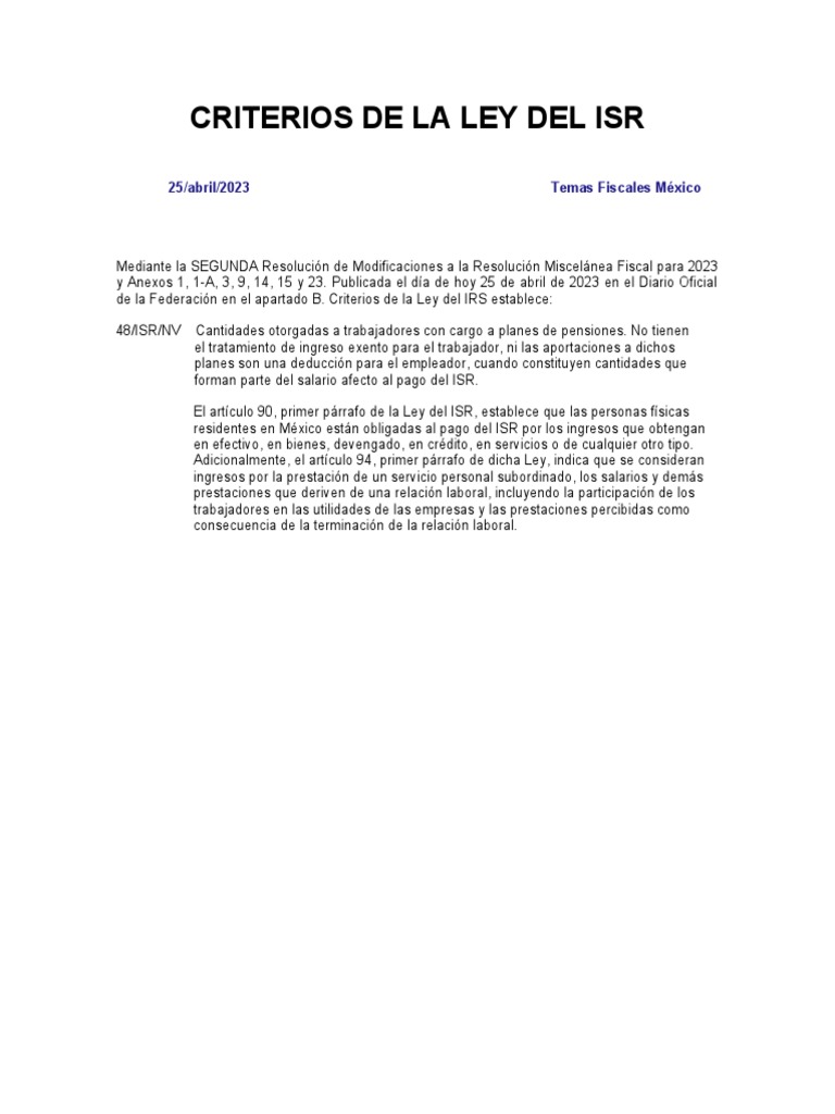 Criterios de La LISR | PDF