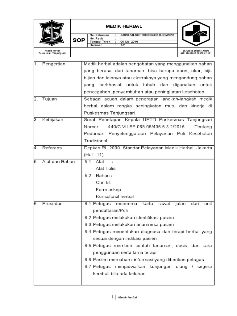 Sop Medik Herbal | PDF