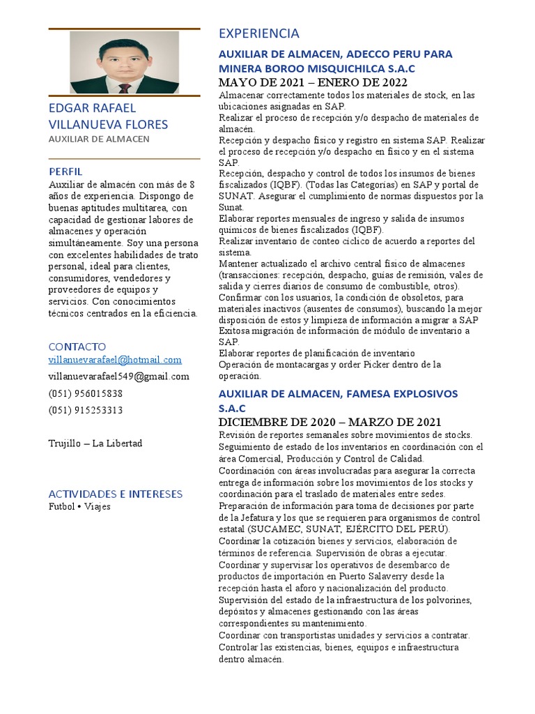 Edgar Villanueva CV | PDF | Almacén | Business