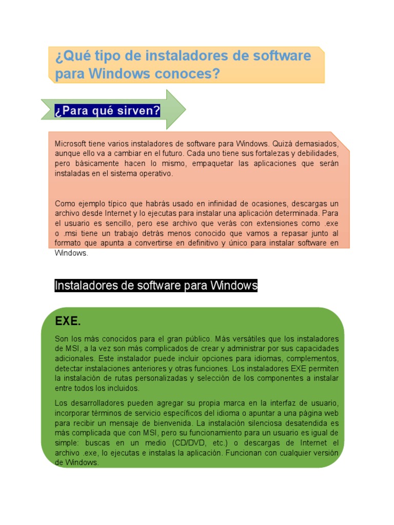 Qué Tipo de Instaladores de Software para Windows Conoces | PDF | Microsoft Windows | Software ...