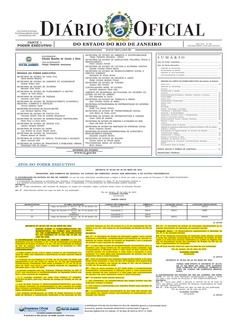 Doerj - Sobre o Piso Do Magistério | PDF | Constituição | Estado