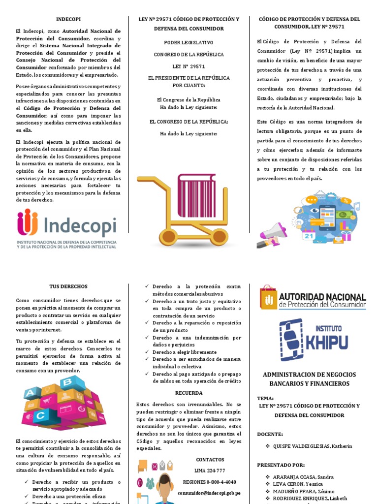 Triptico Ley #29571 Código de Protección y Defensa Del Consumidor | PDF | Protección al ...