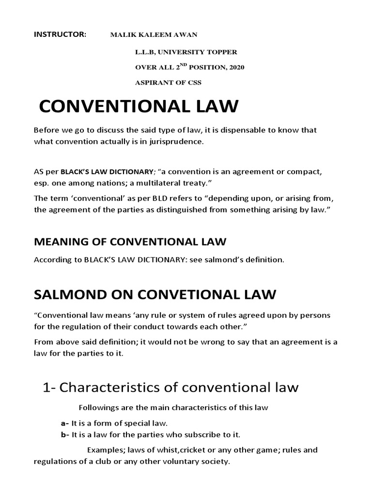 CONVENTIONAL LAW | PDF