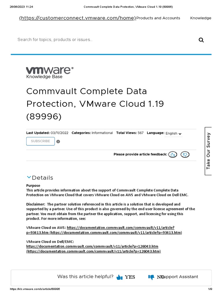 Commvault Complete Data Protection, VMware Cloud 1.19 (89996) | PDF ...