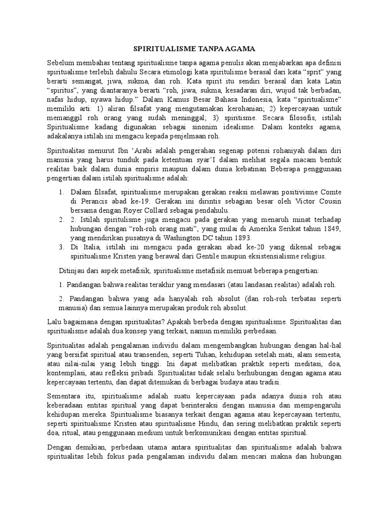 Spiritualisme Tanpa Agama | PDF