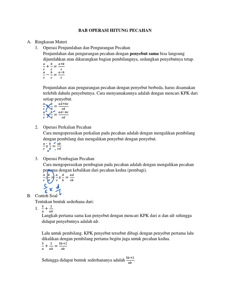 Bab 1 Matrikulasi - Operasi Pecahan & SPLDV | PDF