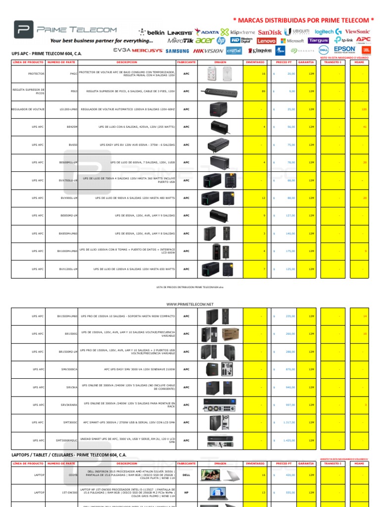 Marzo 13-Lista de Precios Distribucion Prime Telecom 604 | PDF | Impresora (Computación ...