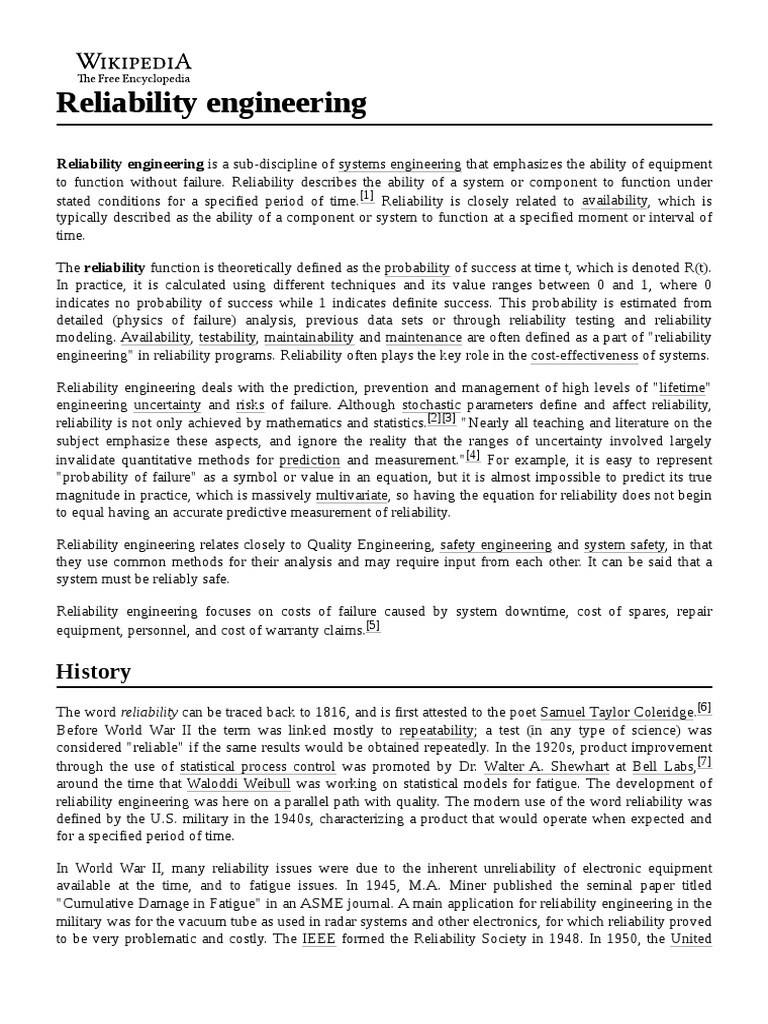 Reliability Engineering | PDF | Reliability Engineering | Systems Engineering