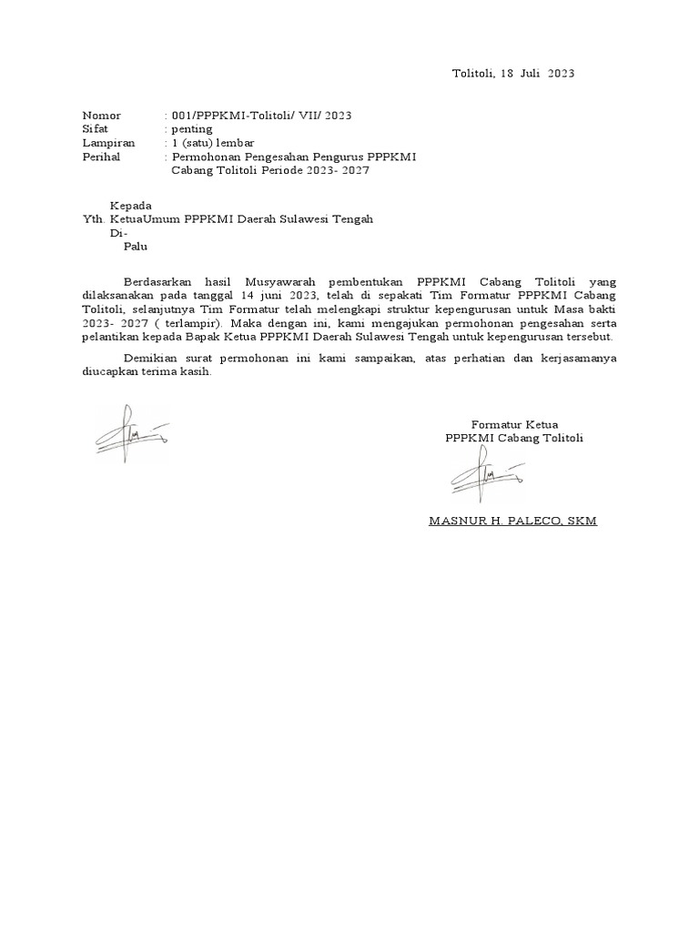 Usulan Pengurus Pppkmi Tolitoli | PDF | Ilmu Sosial