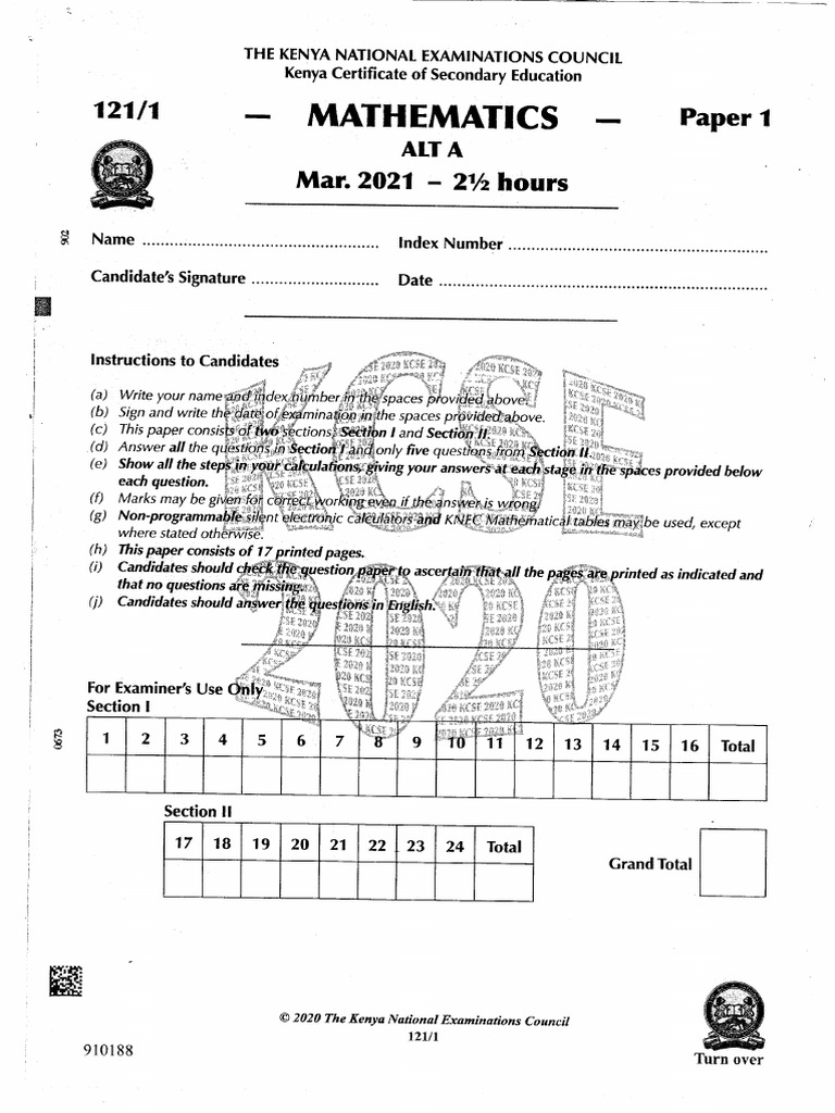 Atika School 2021 012 Mathematics Paper 1 | PDF
