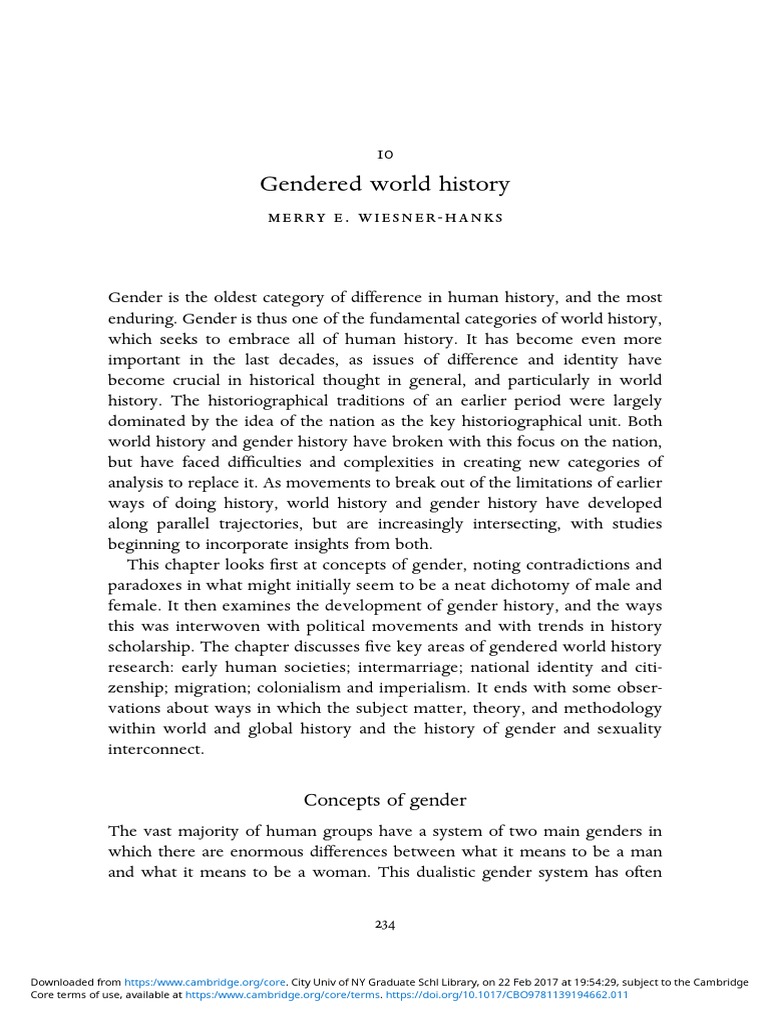 Wiesner-Hanks, Merry E. Gendered World History | PDF | Gender | Gender ...