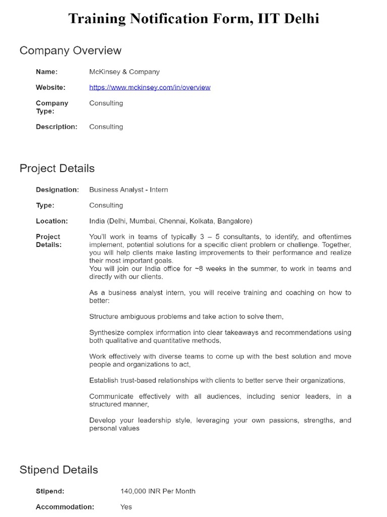McKinsey Company Business Analyst Intern PDF