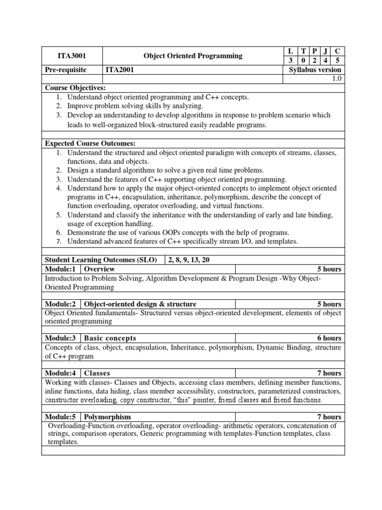 C++ Object Oriented Programming Course | PDF | C++ | Object Oriented Programming